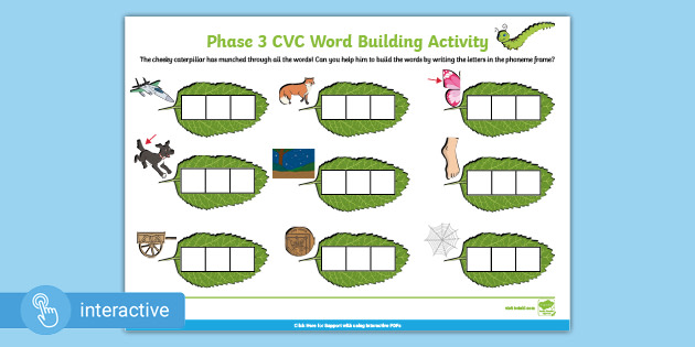 Interactive PDF: Phase 3 CVC Word Building Activity