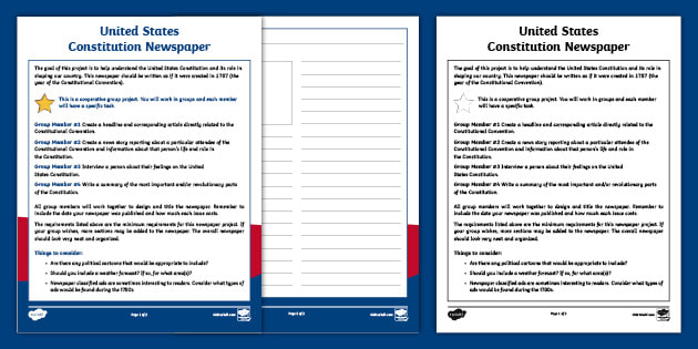 United States Constitution Newspaper Group Activity