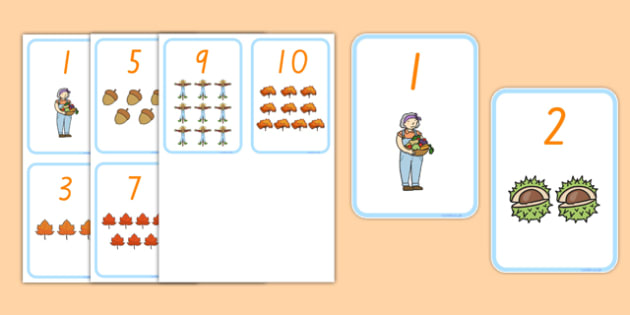 Autumn Themed Number Flashcards (teacher made)