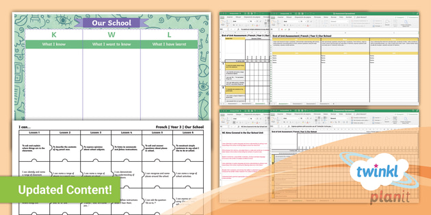 French: Our School Year 3 Unit Assessment Pack
