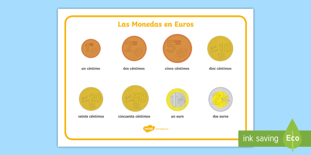 Euro Coins Word Mat - Spanish