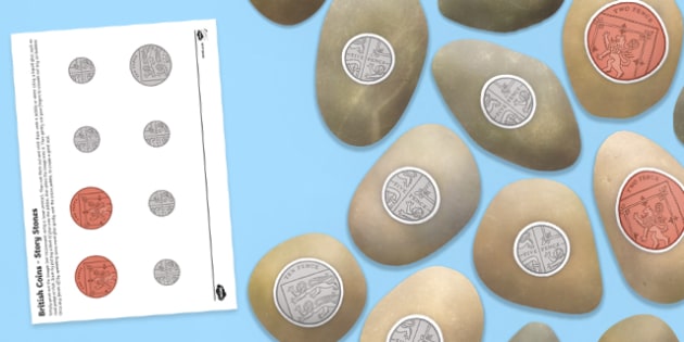 Money - British (UK) Coins Story Stones Image Cut Outs - money