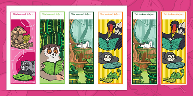 Reading Rainforest Editable Bookmarks (teacher made)