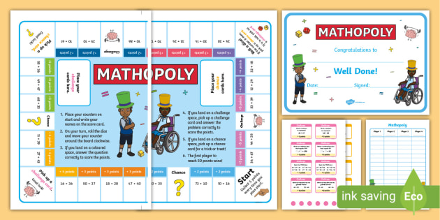 Caribbean Mathopoly 2 Digit Math Addition Game -Y1-6- Maths