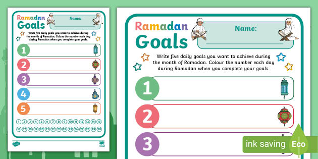 Ramadan Goals Worksheet - Ramadan Resources (teacher made)