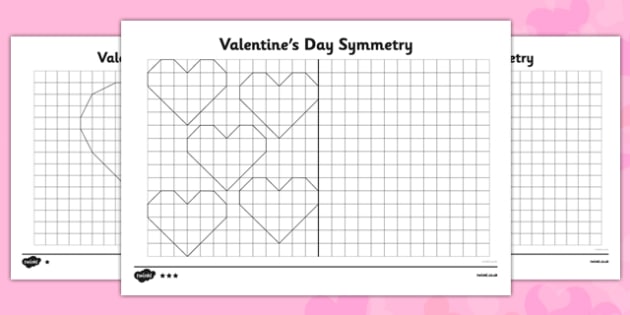 Valentine's Hearts Symmetry Differentiated Worksheet / Worksheet Pack
