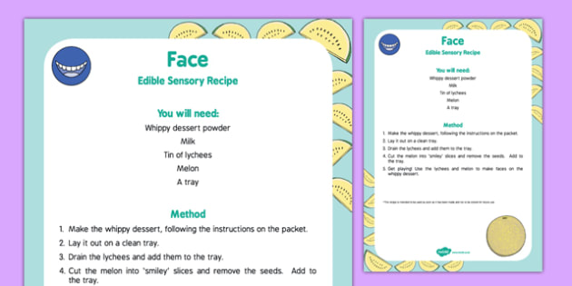 Face Edible Sensory Recipe (teacher made)