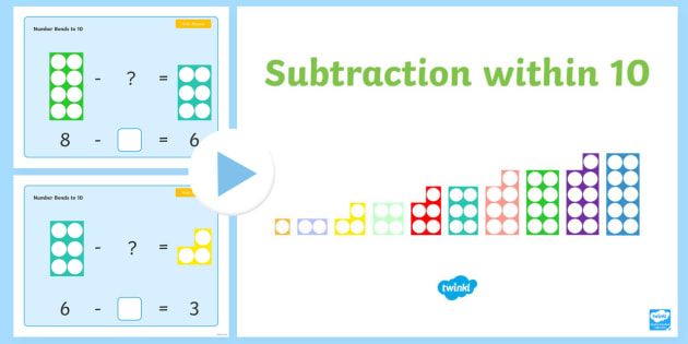 Subtraction within 10 with Number Shapes Challenge PowerPoint