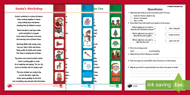 KS1 Christmas Poetry Reading Comprehension Pack