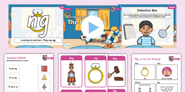 Twinkl Phonics Level 3 Week 3 Lesson 4 Pack: 'ng' diagraph