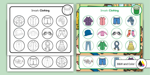 Clothing Vocabulary Smash Mats