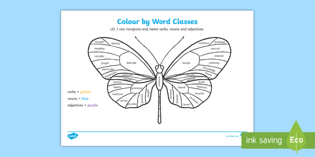Colour by Word Class Butterfly (teacher made)
