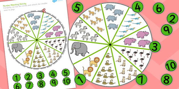 Safari Animals Number Matching Pegs Activity (teacher made)