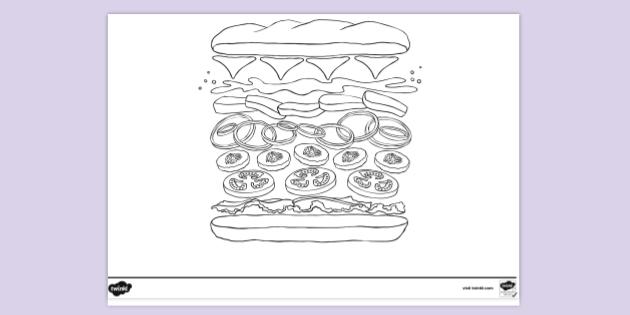FREE! - Exploded Sandwich Colouring Sheet (Teacher-Made)