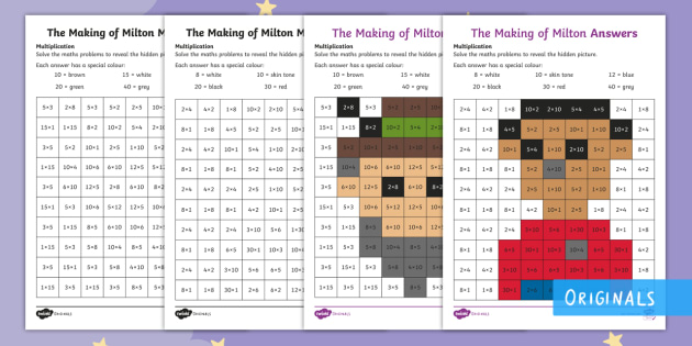The Making of Milton Multiplication Maths Mosaic Worksheet