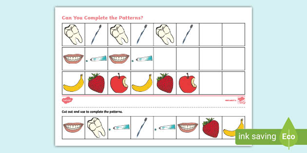 Healthy Teeth Complete The Pattern (teacher made)