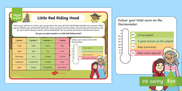 KS1 Speak like an Expert Challenge Card: Little Red Riding Hood