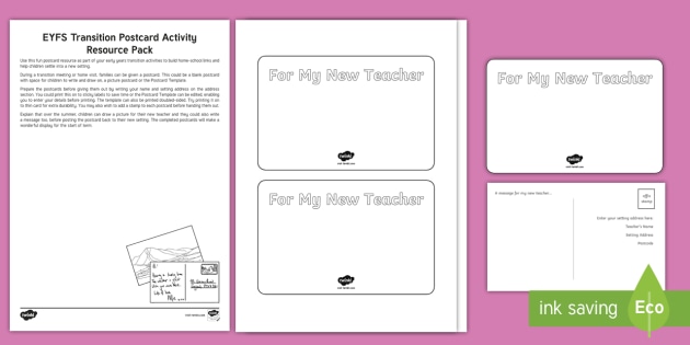 EYFS Transition Activity Postcard Resource Pack