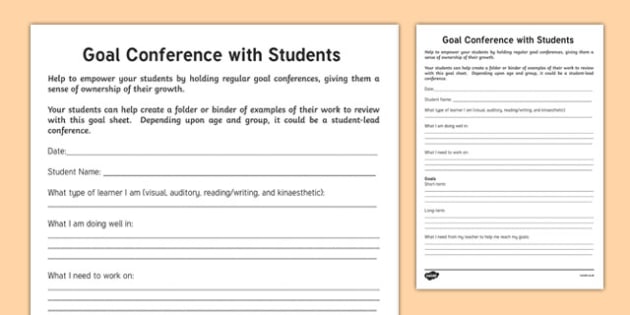 Goal Conference Worksheet / Worksheet, worksheet