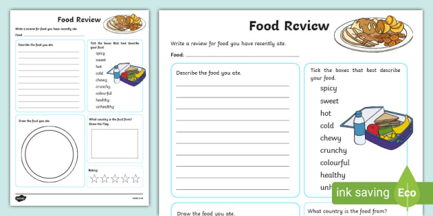 Food Review Worksheet (teacher made)