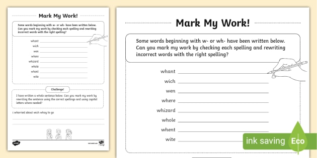 Mark My Work! W- or Wh-? (teacher made)