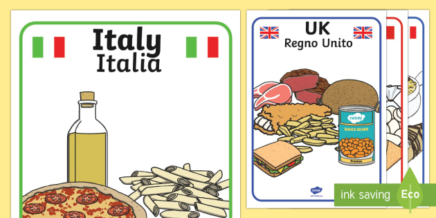 Foods Around the World Display Posters English/Italian - Foods Around The