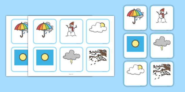 Weather Matching Cards-Irish (teacher made)