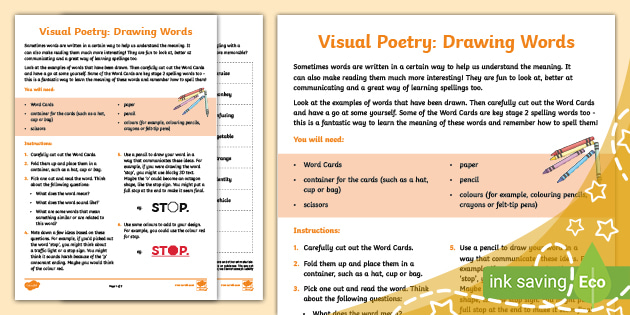 Visual Poetry: Drawing Words (teacher made)