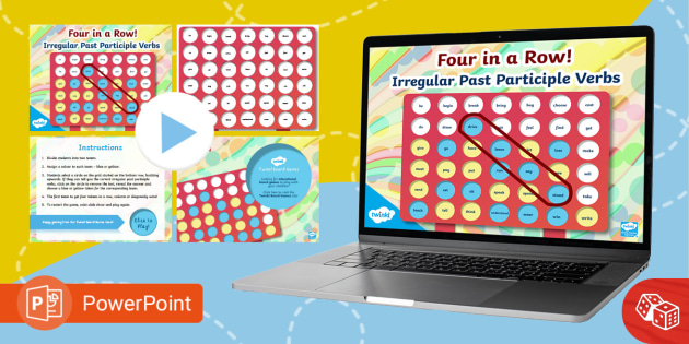 Connect 4 Irregular Past Participle Verbs PowerPoint Game for KS2 English