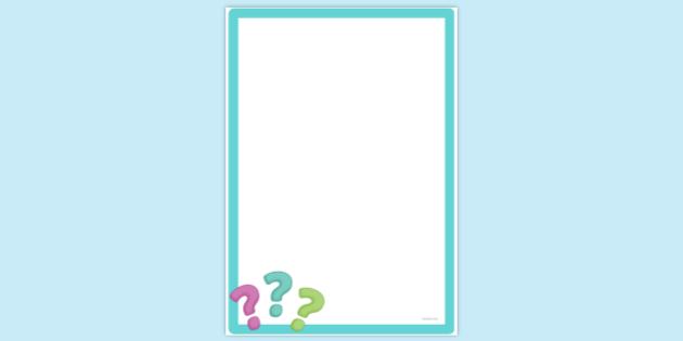 FREE! - Simple Blank Question Mark Page Border | Twinkl