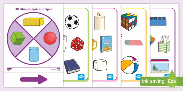 3D Shapes Spin and Spot Game (Teacher-Made)