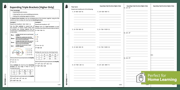 👉 Expanding Triple Brackets KS4 Walkthrough Worksheet | GCSE Maths