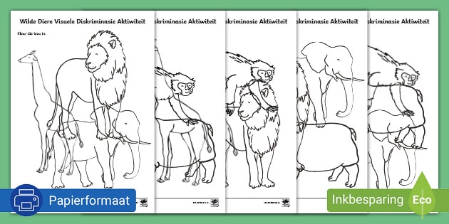 Wilde Diere Visuele Diskriminasie Aktiwiteit (teacher made)