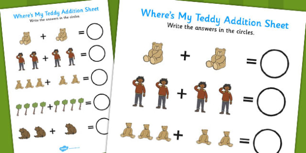 Ive Lost My Teddy Where Is ItAddition Sheet (teacher made)