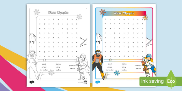 Winter Olympics Team Canada Word Search - Grades K-3