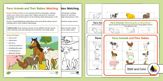 Farm Animals and Their Babies Sensory Bin Activity Mat