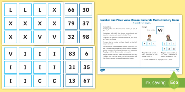 Year 5 Roman Numerals Place Value Maths Mastery Game