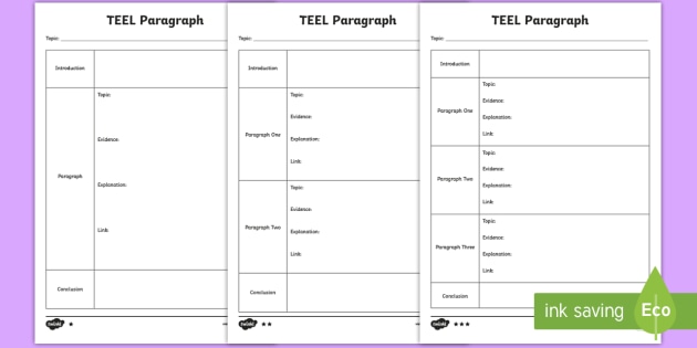 TEEL Paragraph Whole Text Organiser Differentiated Worksheets