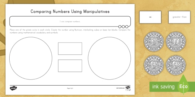 Compare Numbers Using Manipulatives Activity (teacher made)