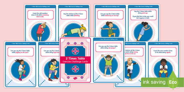2 Times Table Exercise Challenge Cards (teacher made)