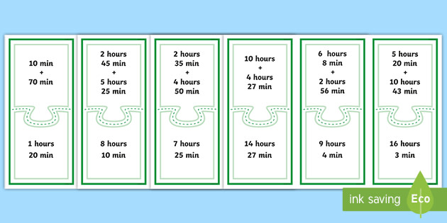 Addition of Time Matching Card Game (teacher made)