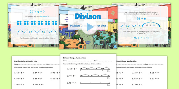 Year 3 Division: Using a Number Line Lesson Teaching Pack