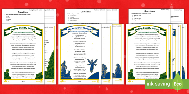 KS2 Christmas Poetry Reading Comprehension Pack