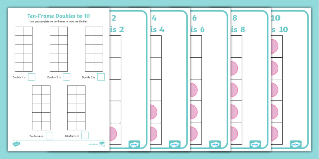 👉 Pair-Wise Ten-Frame Doubles to 10 Posters and Activity Sheet