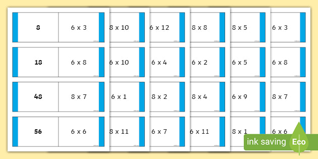 8 and 6 Times Tables Loop Cards (teacher made)