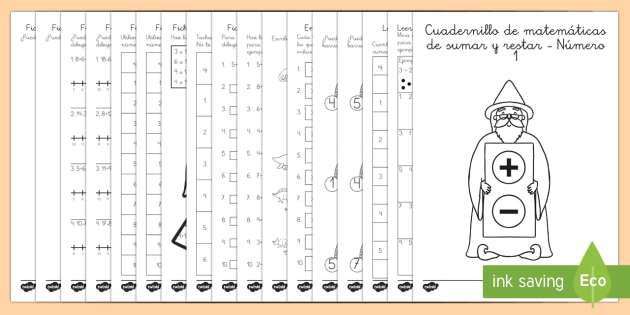Sumas y restas Num. 1 Cuadernillo de matemáticas