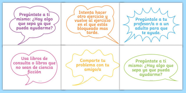 What to do When Stuck Display Speech Bubbles Spanish - spanish, displays