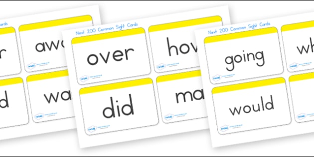 Next 200 Sight Word Cards (teacher made)