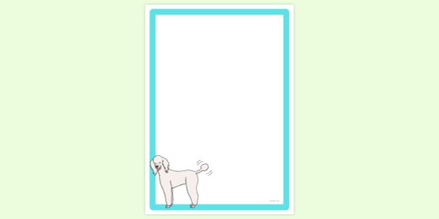 FREE! - Simple Blank Happy Dog Poodle Page Border | Twinkl