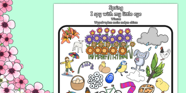 Spring Themed I Spy With My Little Eye Activity Polish Translation